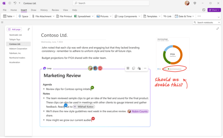 Intégration de fonction Loop dans OneNote. | Calipia : le blog